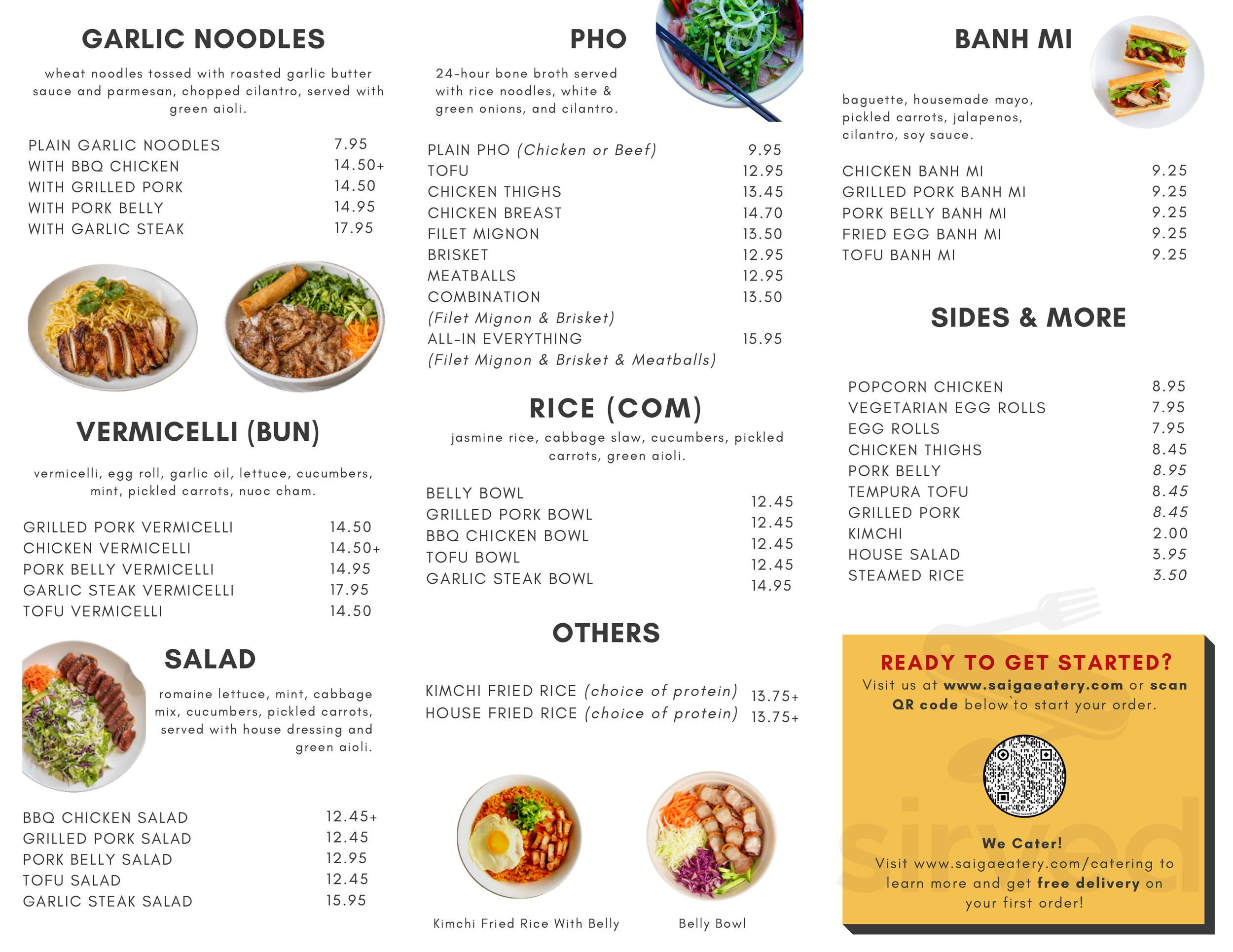 Saiga Vietnamese Eatery menu in Irvine, California, USA