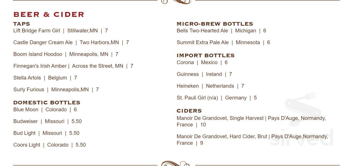 Normandy Kitchen menu in Minneapolis, Minnesota, USA