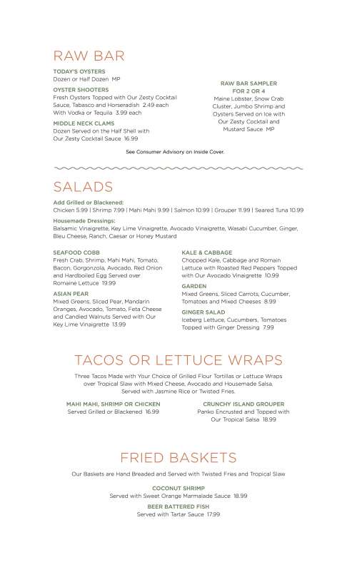 FireFin Grill menu in Palm Beach Gardens, Florida, USA