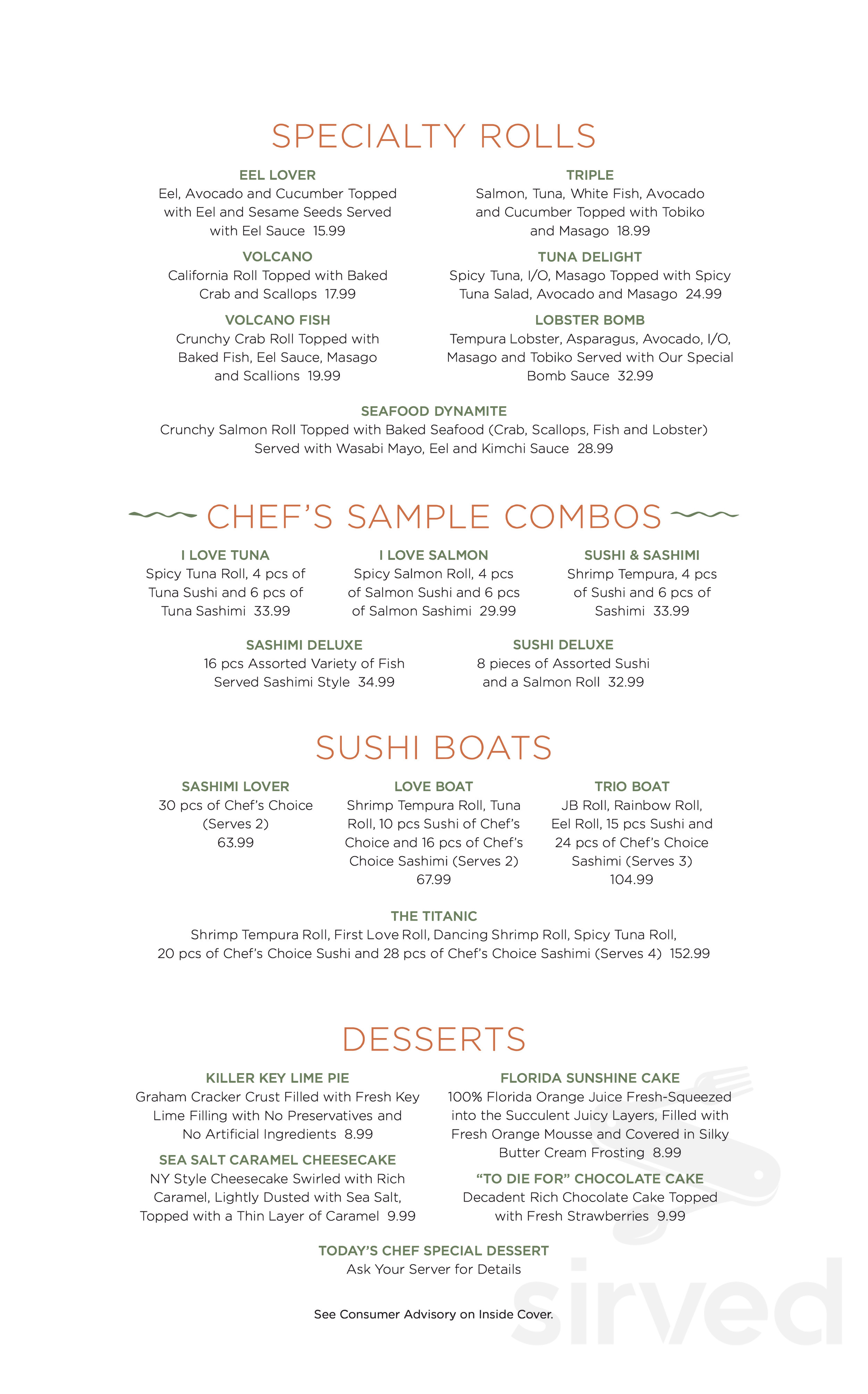 FireFin Grill menu in Palm Beach Gardens, Florida, USA