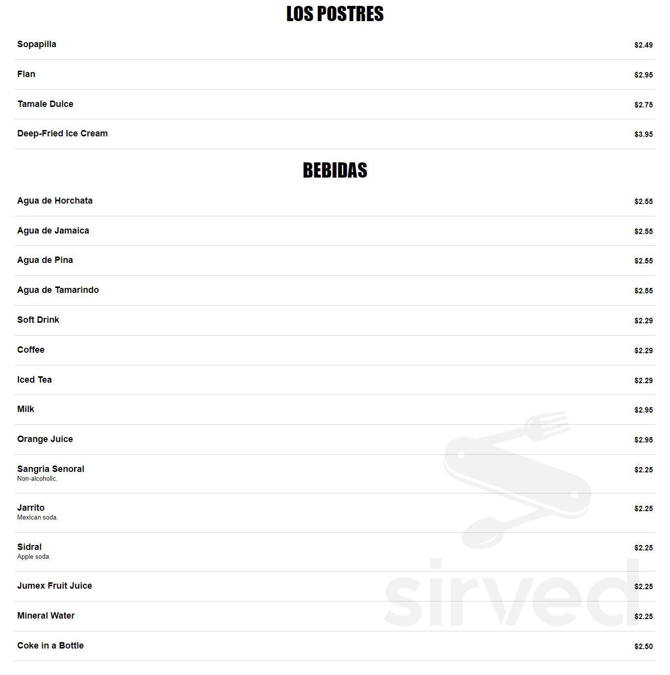 Menu - Omaha NE's El Alamo | Sirved