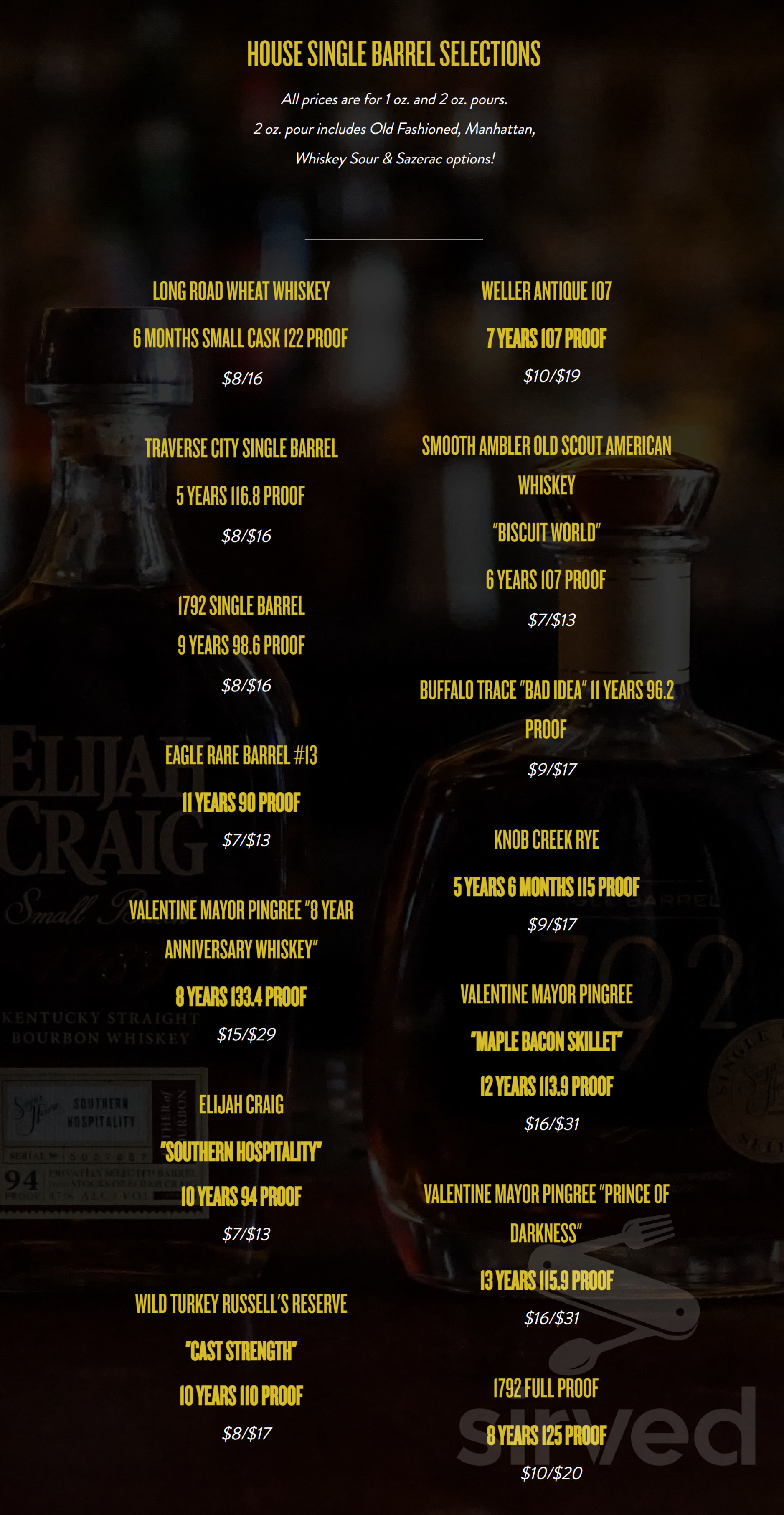 Menu - Detroit MI's Sugar House Crafts & Cocktails | Sirved