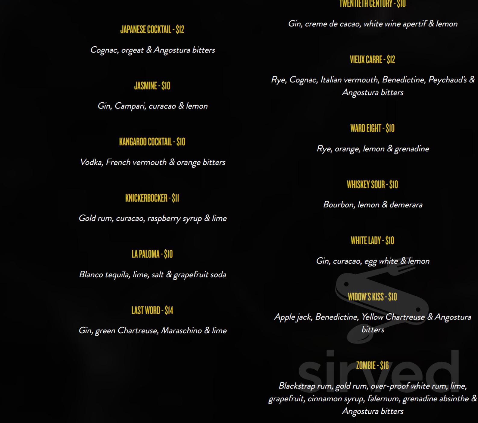Menu - Detroit MI's Sugar House Crafts & Cocktails | Sirved