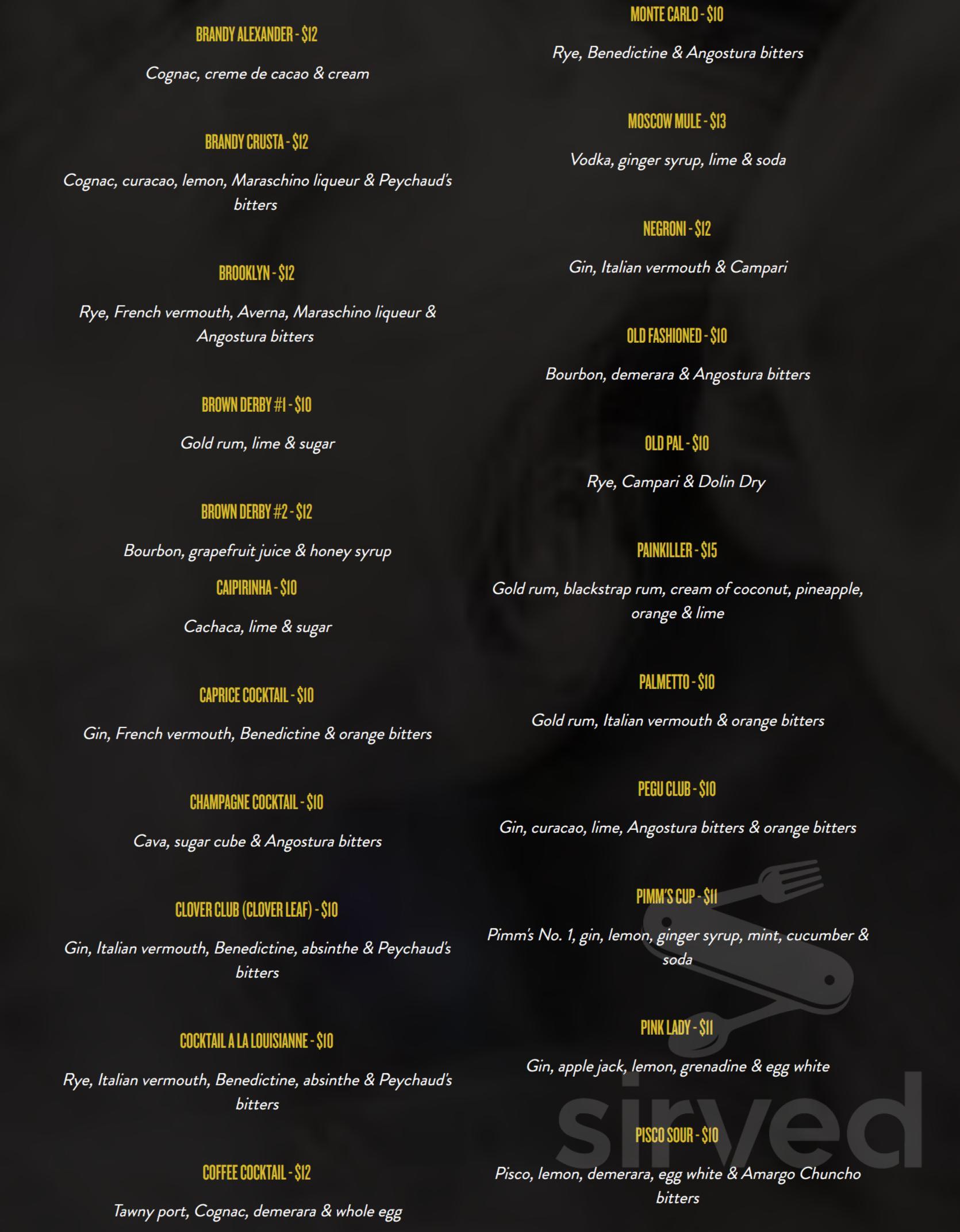 Menu - Detroit MI's Sugar House Crafts & Cocktails | Sirved