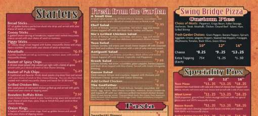 Menu for Swing Bridge Pizza Co in Little River, SC | Sirved