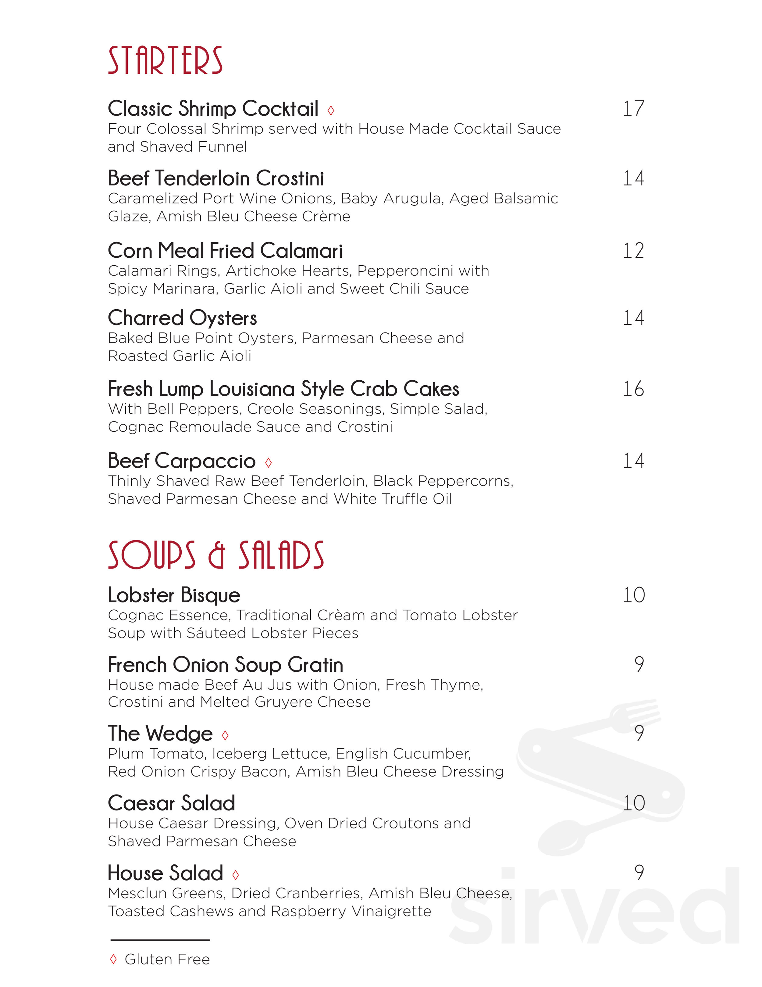 1832 Steakhouse menu in Durant, Oklahoma, USA