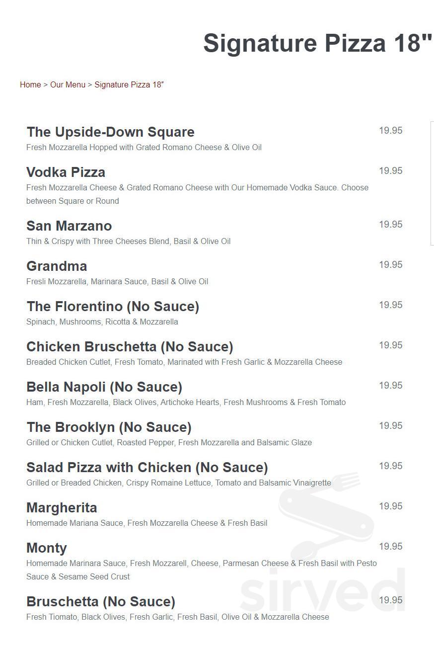 Nunzio's menu in Spotswood, New Jersey, USA