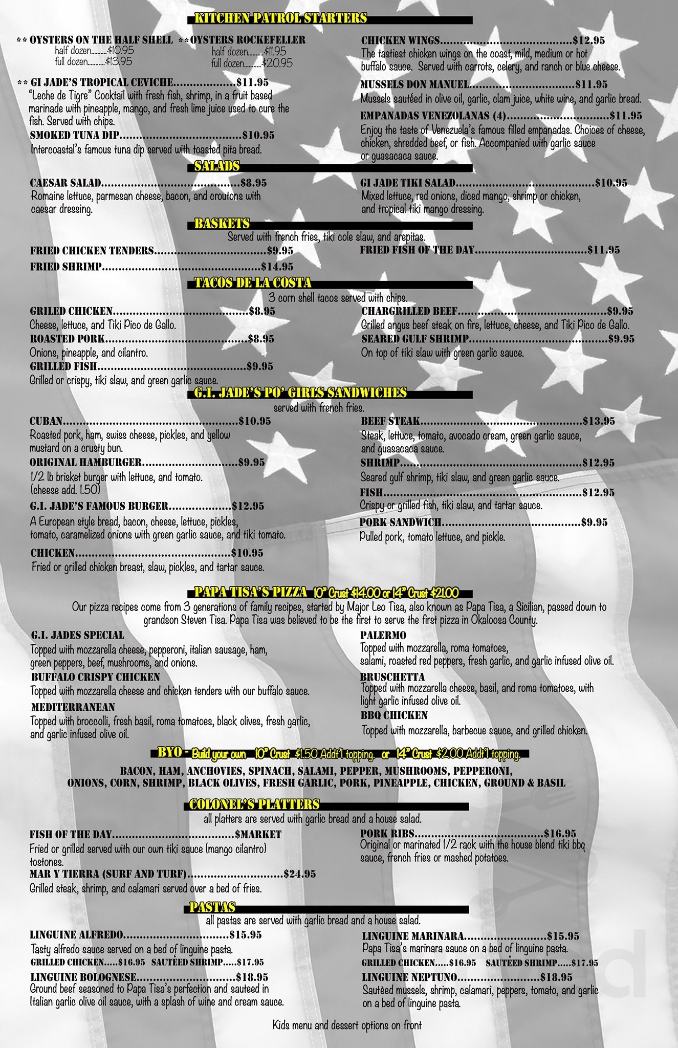 Menu for G.I. Jade Tiki Bar & Bistro in Fort Walton Beach, FL | Sirved