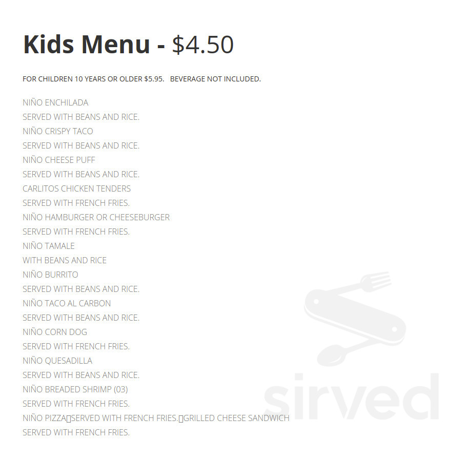Las Ramadas Mexican Grill & Bar menu in Spring, Texas, USA