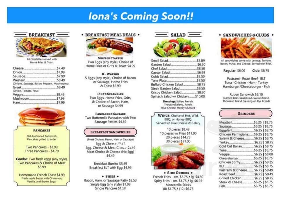 Iona's Kitchen menu in Indian Orchard, Massachusetts, USA