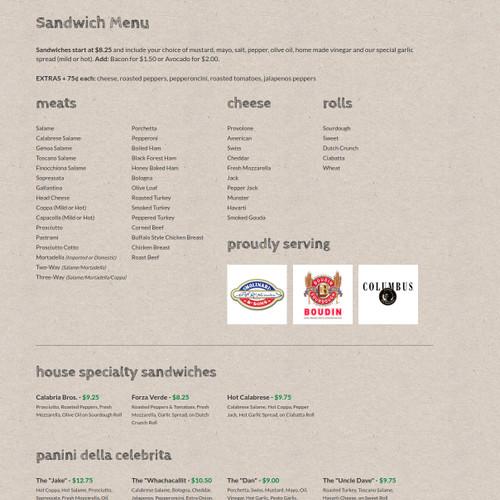 Calabria Brothers menu in San Francisco, California, USA