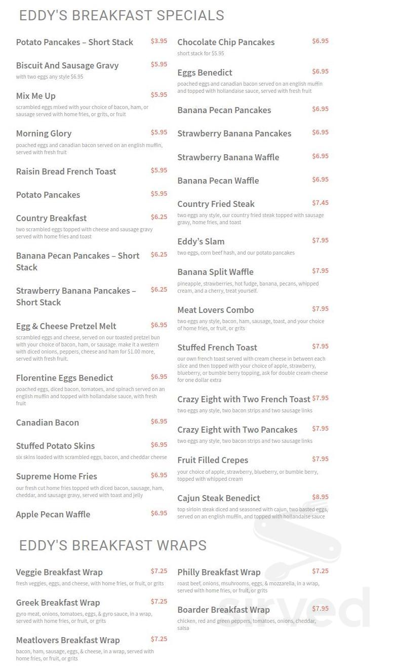 Eddy's Deli & Restaurant menu in Stow, Ohio, USA