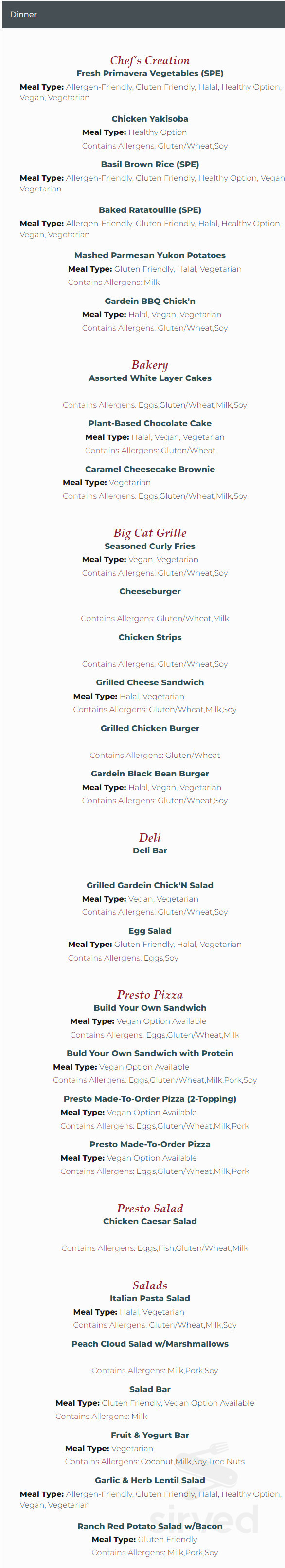 Northside Cafe menu in Tifton, Georgia, USA