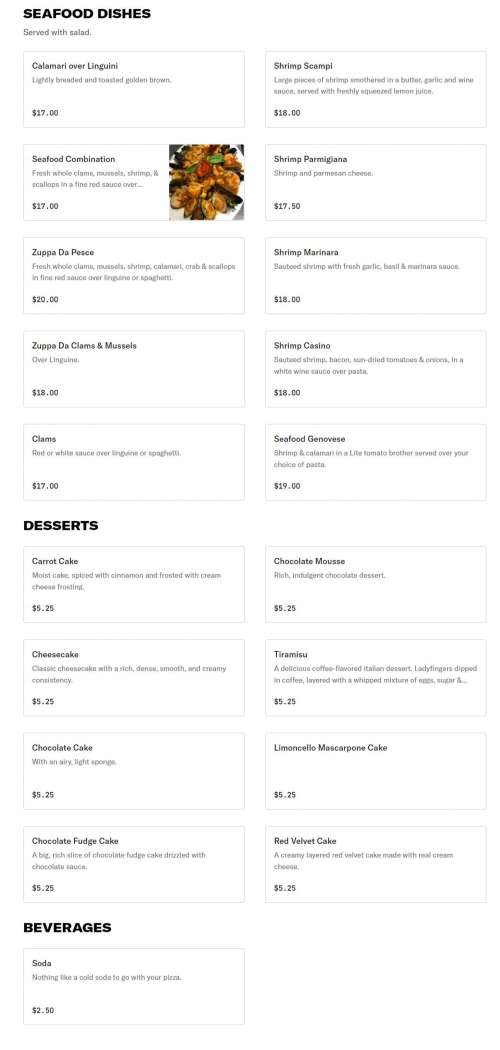San Remo Pizza & Restaurant menu in Bridgeport, Connecticut, USA