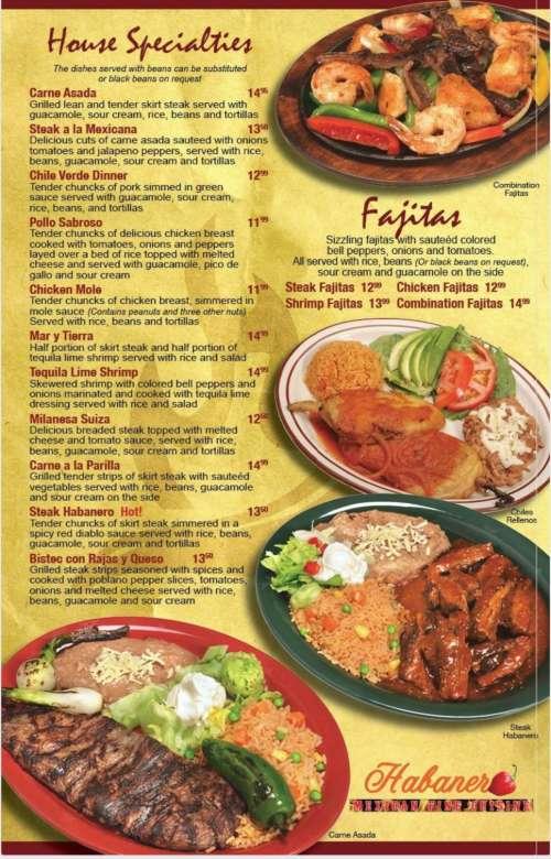 HABANERO MEXICAN FINE CUISINE menu in Plainfield, Illinois, USA