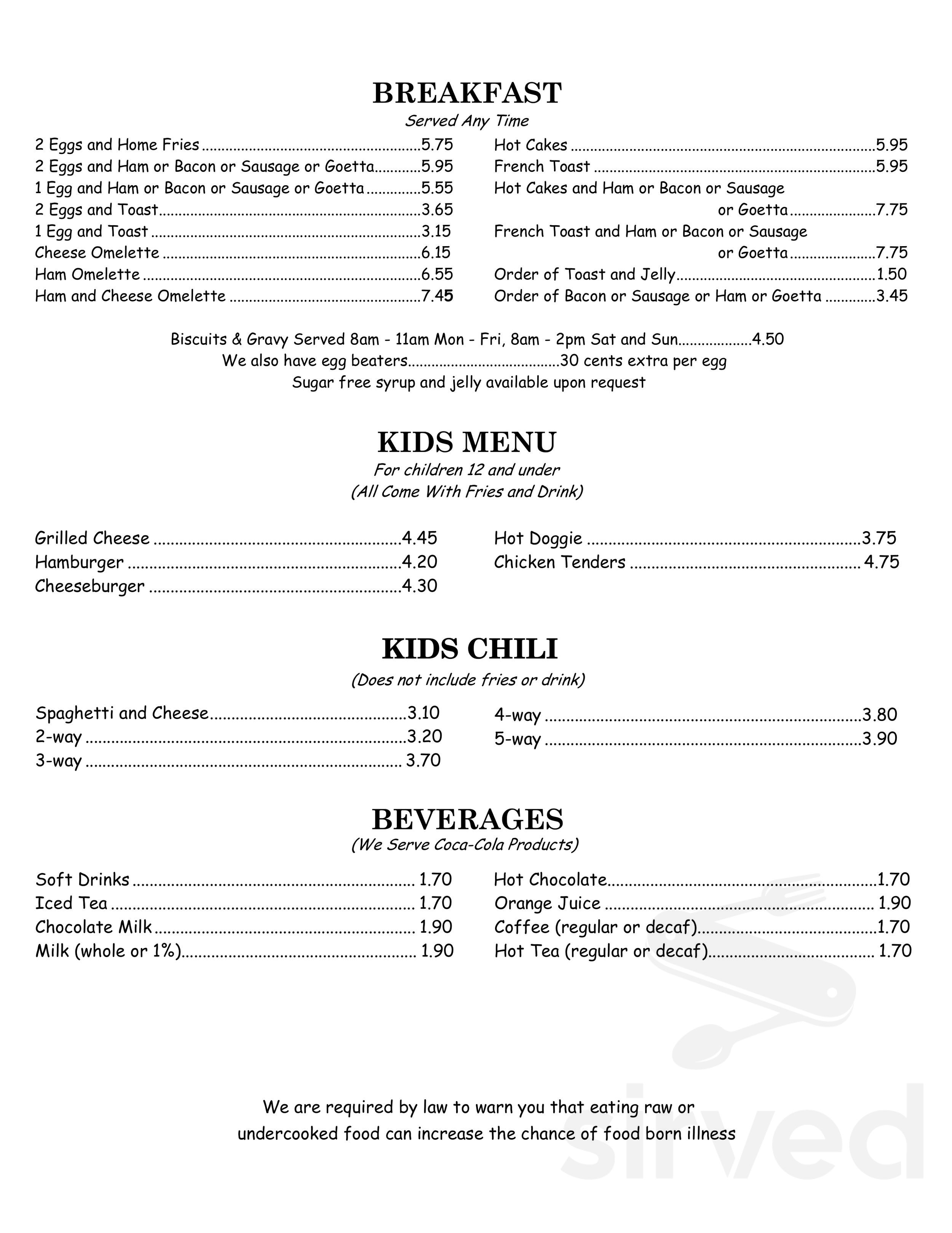 Nick's Restaurant menu in Harrison, Ohio, USA