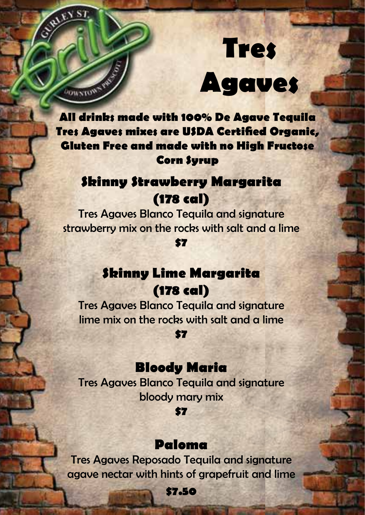 Gurley St Grill menu in Prescott, Arizona, USA