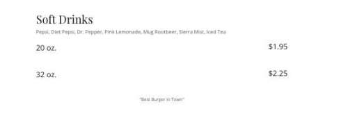 Squeeze Inn Hamburgers menu in Napa, California, USA