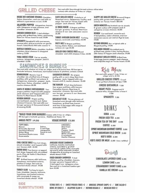 Red Moon Ale House menu in Yuma, Arizona, USA