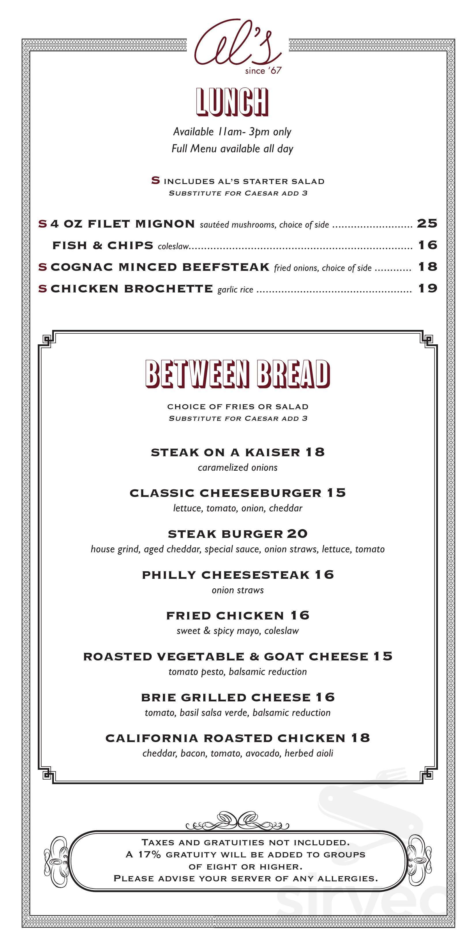 Collectibles Vintage Restaurant Menu Al's Steakhouse 1970s Ottawa ...