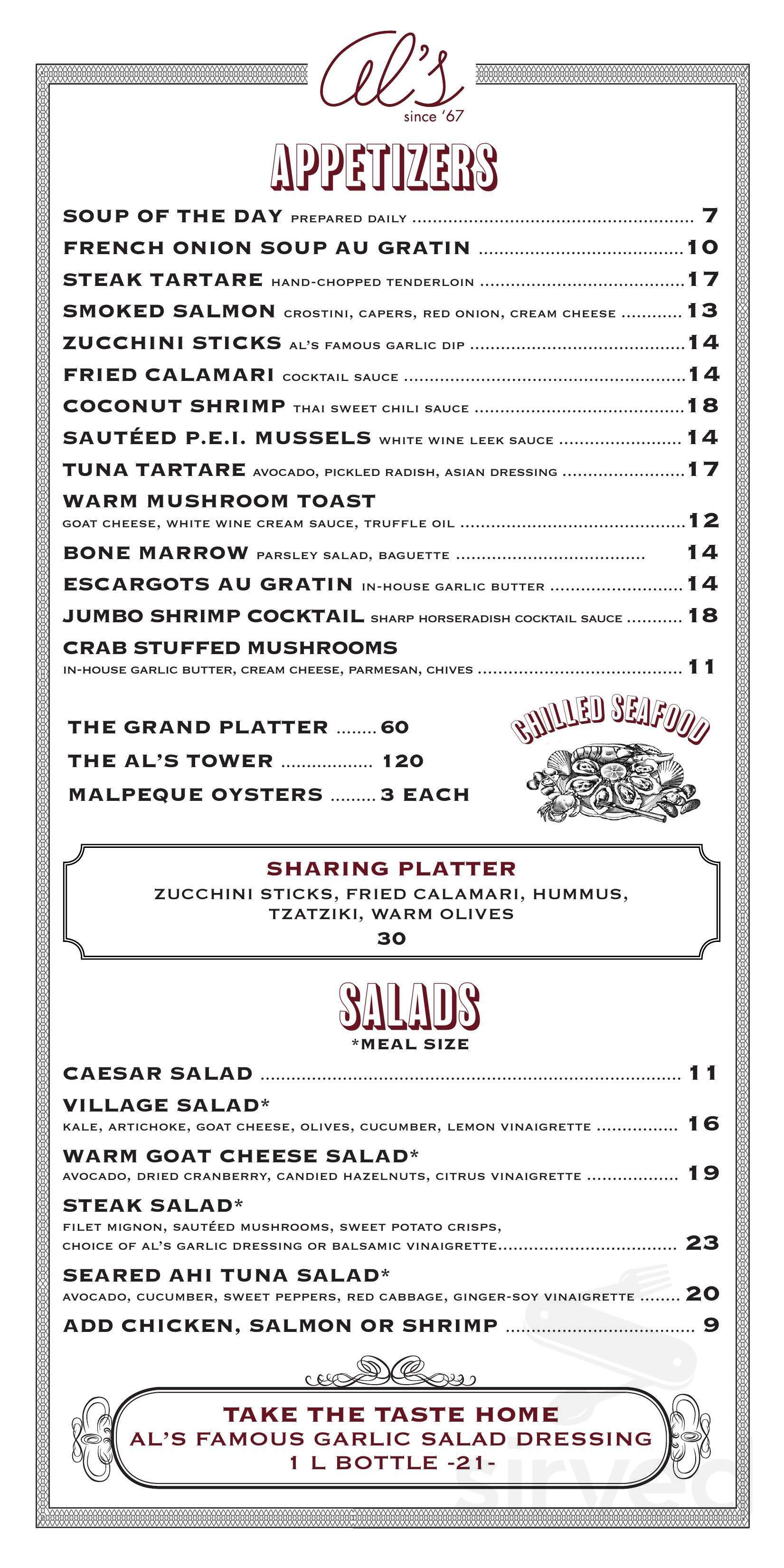 Collectibles Vintage Restaurant Menu Al's Steakhouse 1970s Ottawa ...