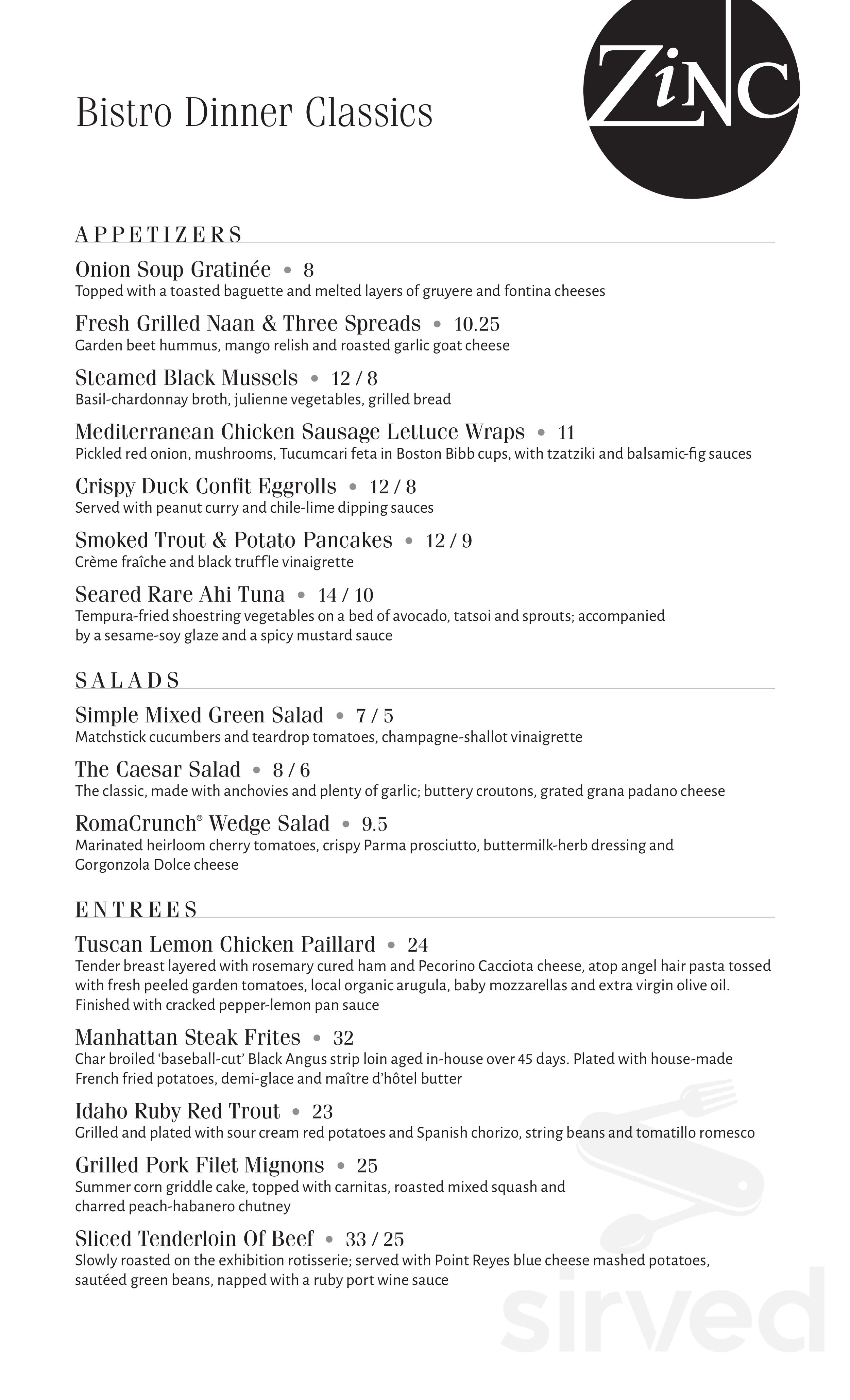 Hurricane's Cafe menu in Albuquerque, New Mexico, USA