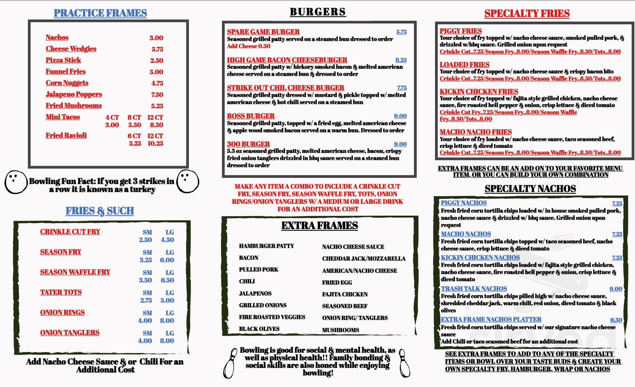 Spanish Trail Lanes menus in Gautier, Mississippi, United States