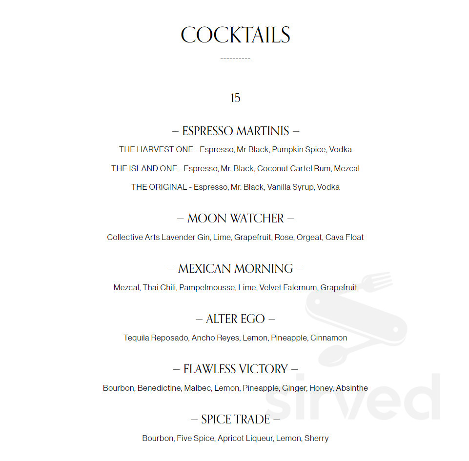 Bonnie Vee menu in New York, New York, USA