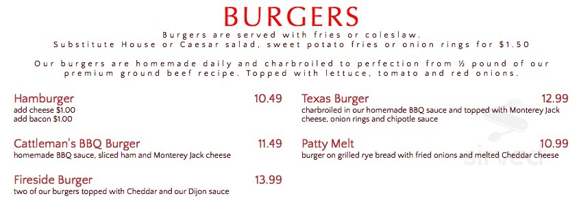 Fireside Deli & Family Restaurant menu in Kitchener, Ontario, Canada