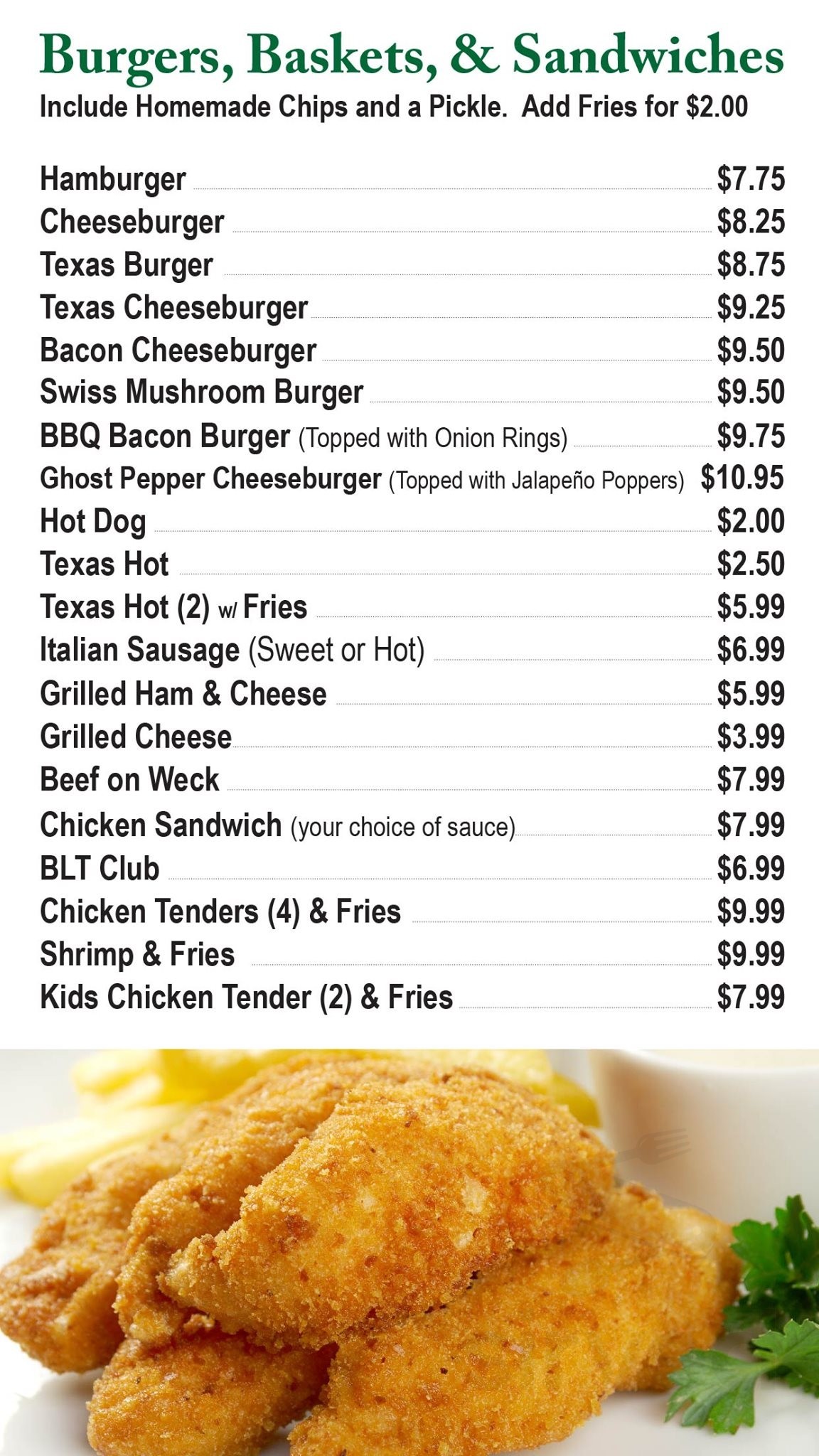 Pizono's Bar & Grill menu in Kill Buck, New York, USA
