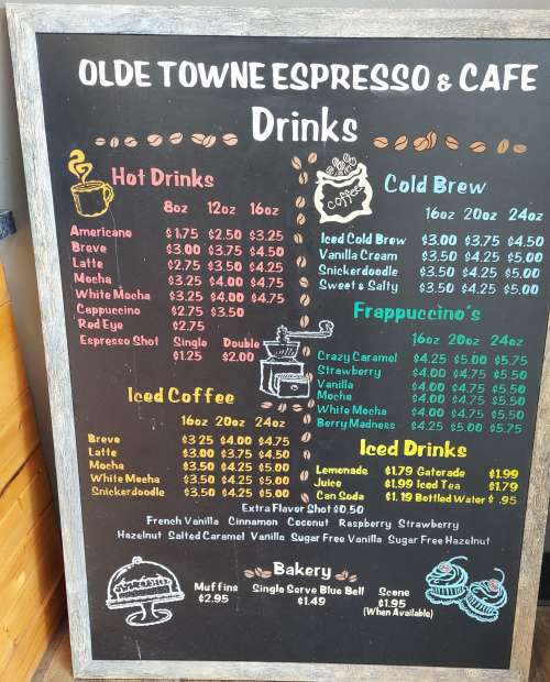 Olde Towne Espresso & Cafe menu in Aransas Pass, Texas, USA