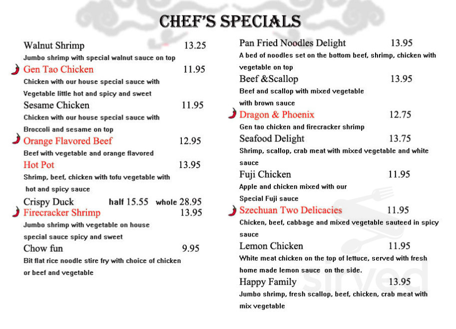 Mei Wei menu in Durham, New Hampshire, USA