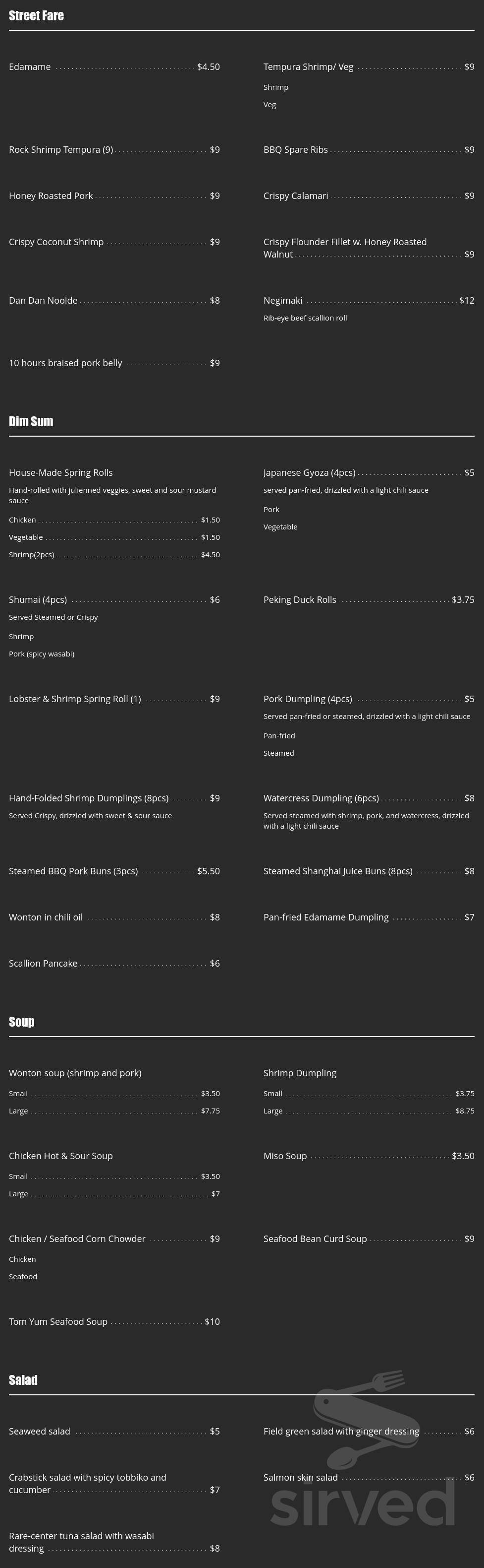 Menu - Broomall PA's New Leaf Chinese & Japanese Cuisine | Sirved