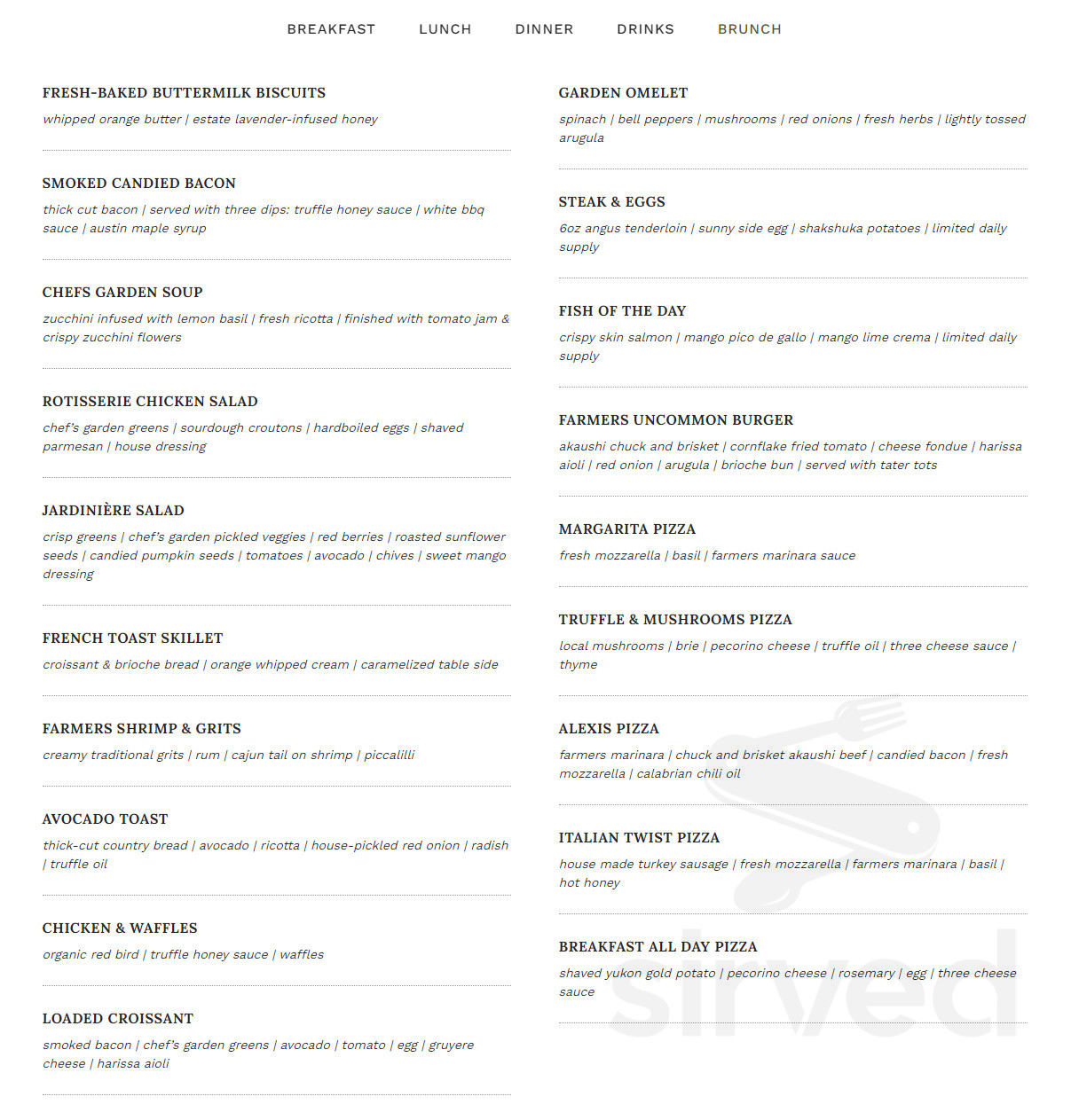 The Vineyard at Florence menu in Florence, Texas, USA