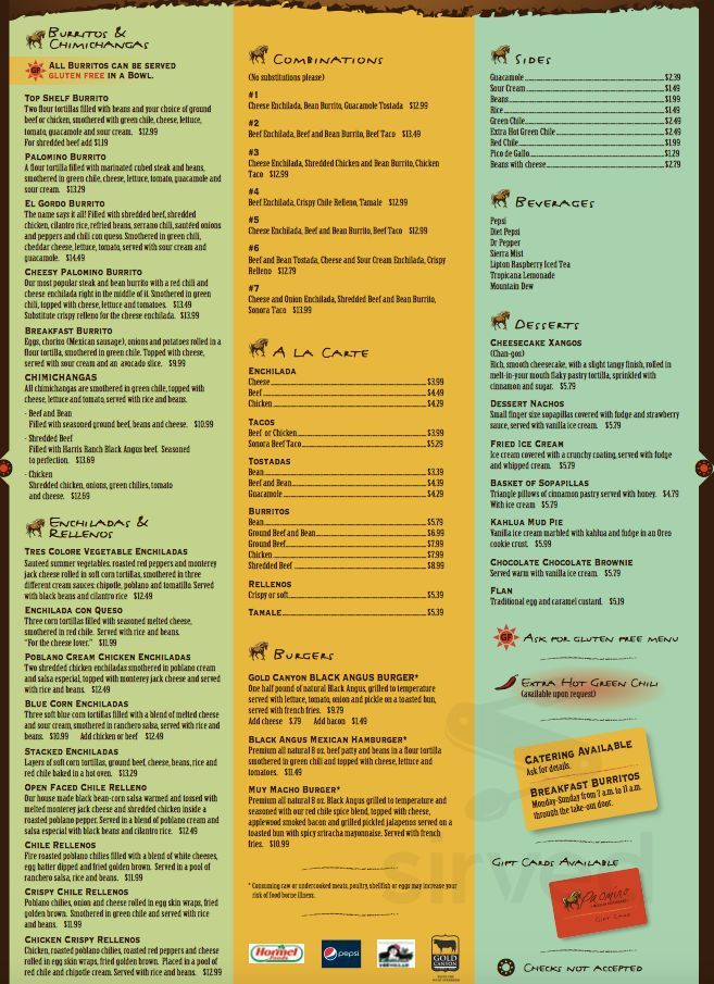Palomino Mexican Restaurant menu in Loveland, Colorado, USA