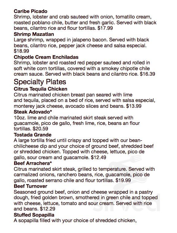 Palomino Mexican Restaurant menu in Loveland, Colorado, USA