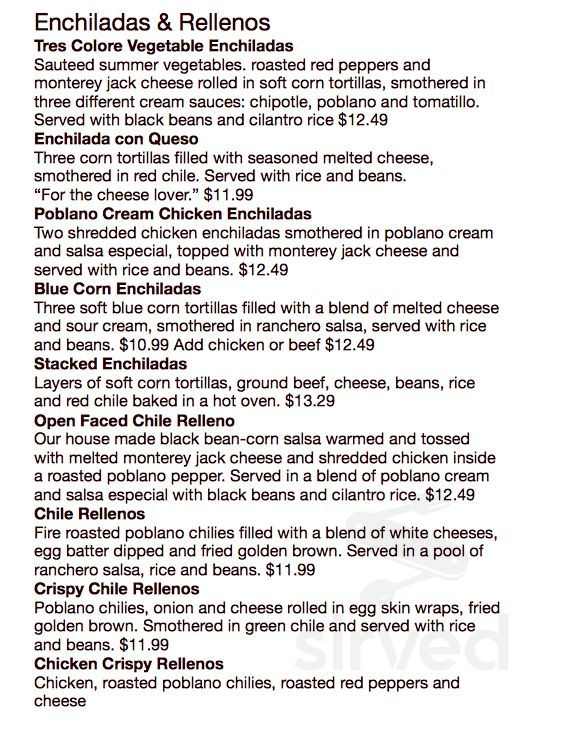 Palomino Mexican Restaurant menu in Loveland, Colorado, USA