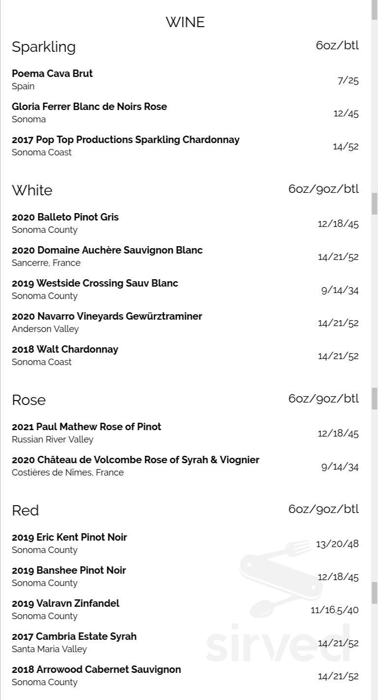 Menu for Grossman's Noshery & Bar in Santa Rosa, CA | Sirved