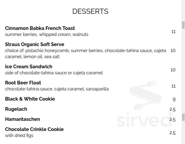 Grossman's Noshery & Bar menu in Santa Rosa, California, USA