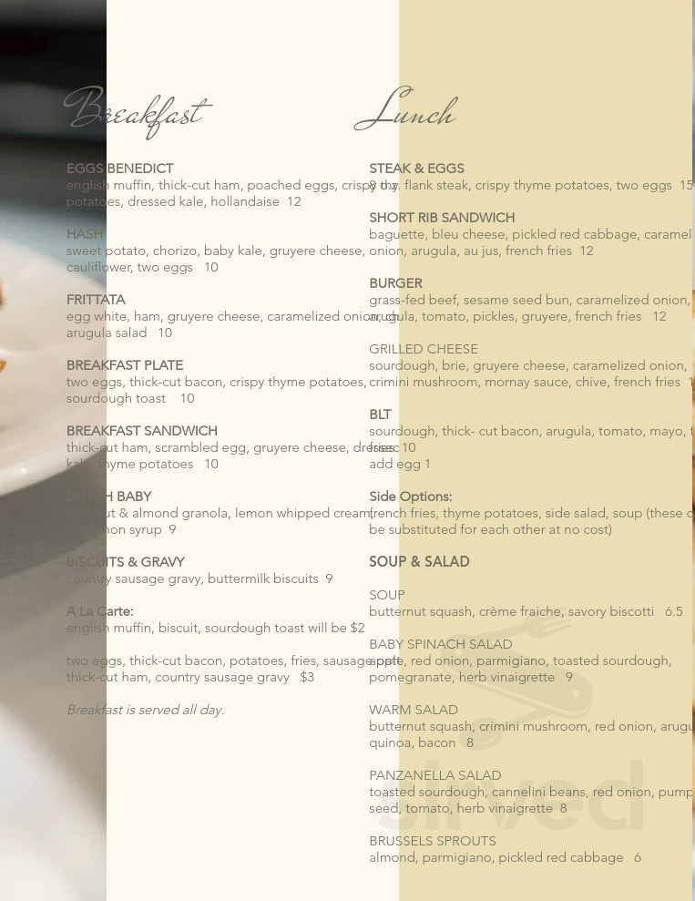 Menu - Tulsa OK's Levain Dining Room + Cocktail Bar | Sirved