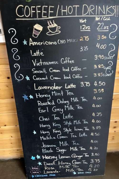 HEA TEA menu in Elk Grove, California, USA