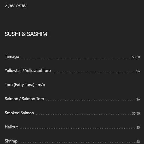 Tomodachi Sushi menu in Austin, Texas, USA