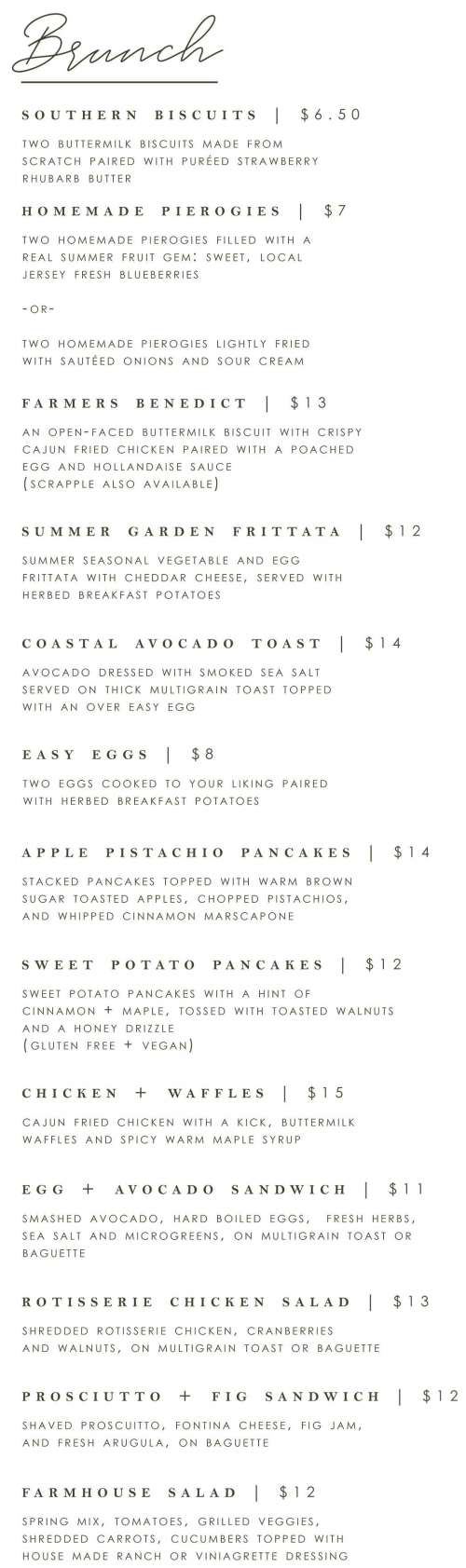 MILKWEED table + market menu in Pitman, New Jersey, USA