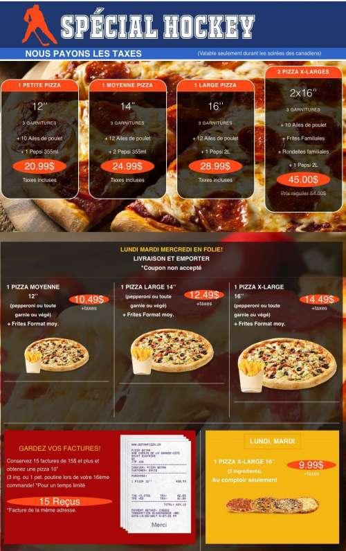 Botan Pizza menu in Saint-Eustache, Quebec, Canada