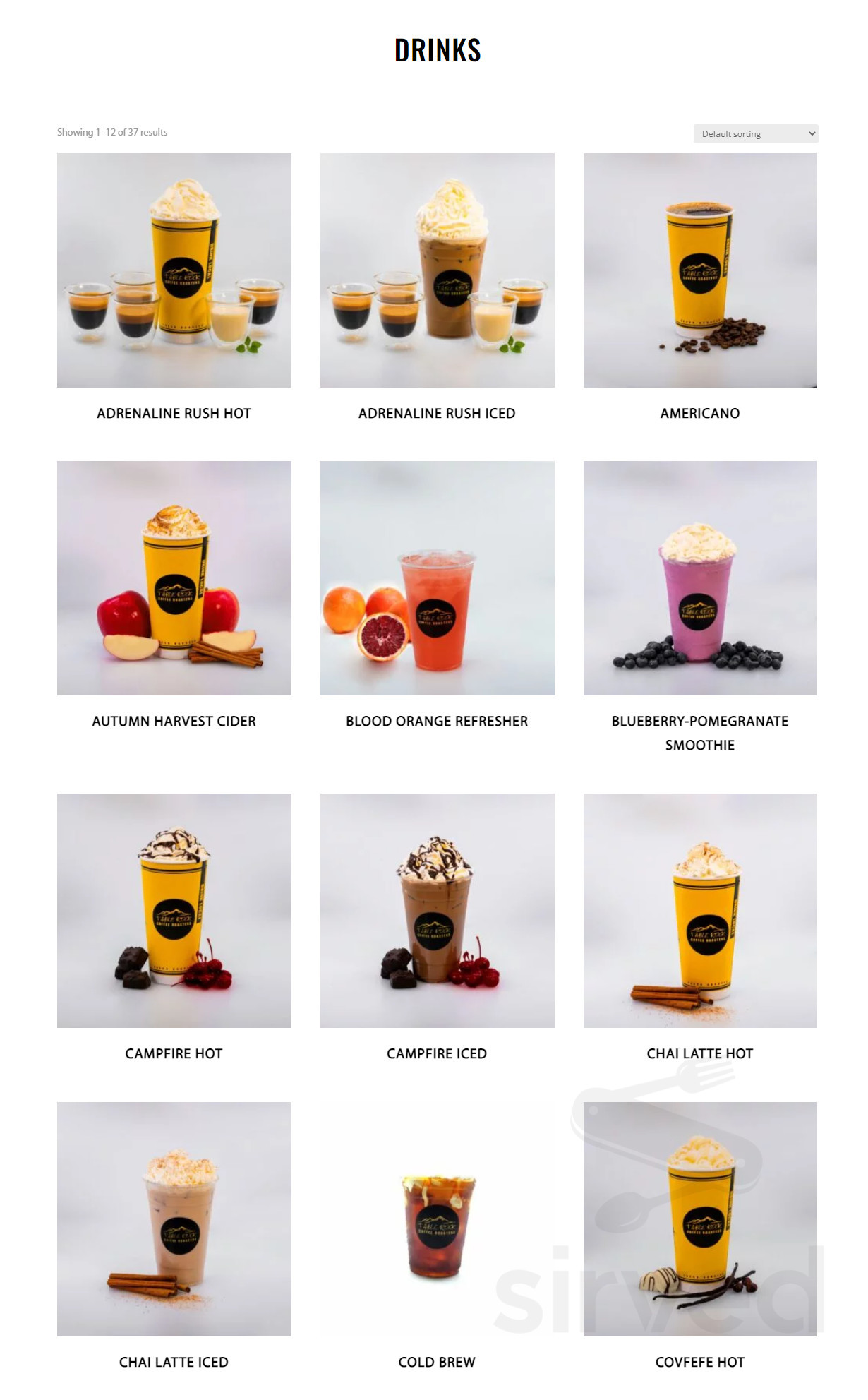 Table Rock Coffee Roasters menu in Branson, Missouri, USA