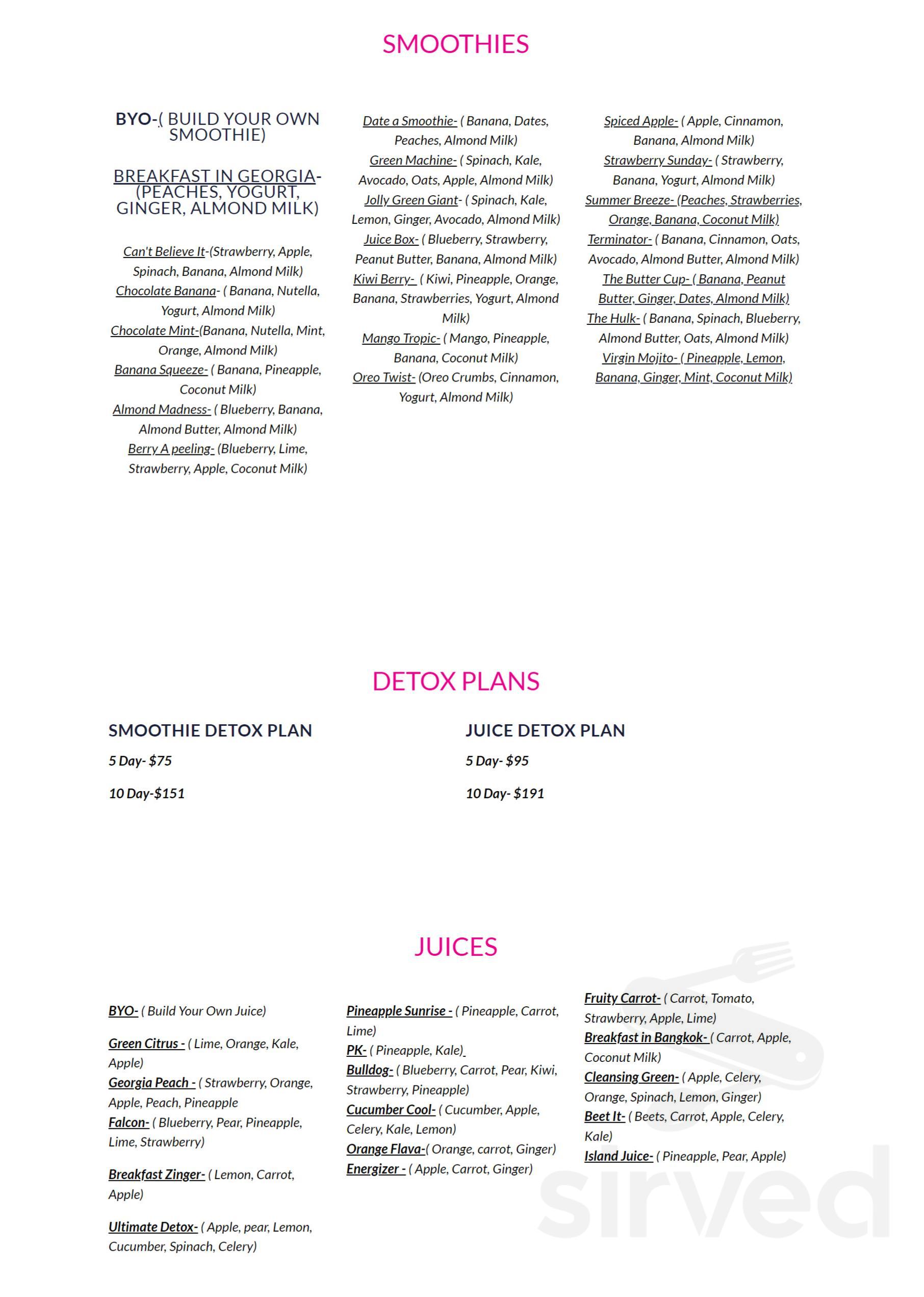 Mr. Smoothie Juice Bar menu in Warner Robins, Georgia, USA