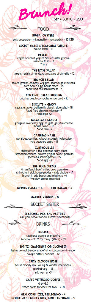 The Rose Wine Bar menus in San Diego, California, United States