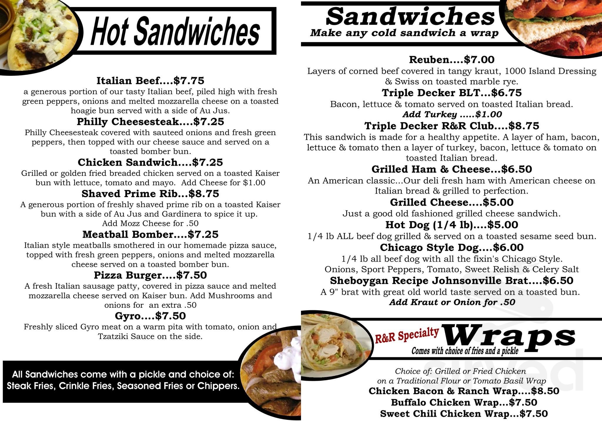 R&R Club/Pizza menu in Union Grove, Wisconsin, USA