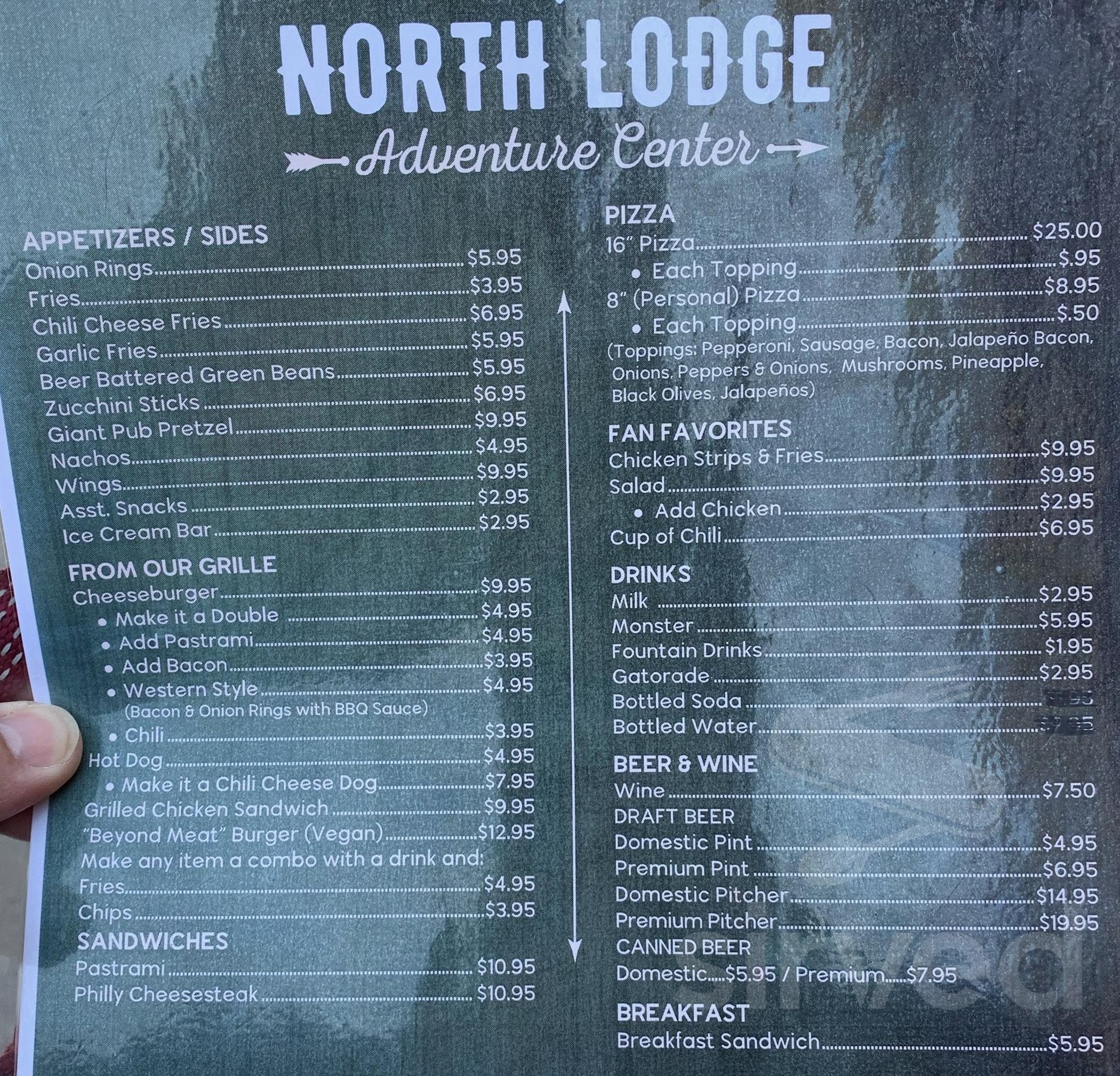 Menu for North Lodge Grill & Pub - Mt High in Wrightwood, CA | Sirved