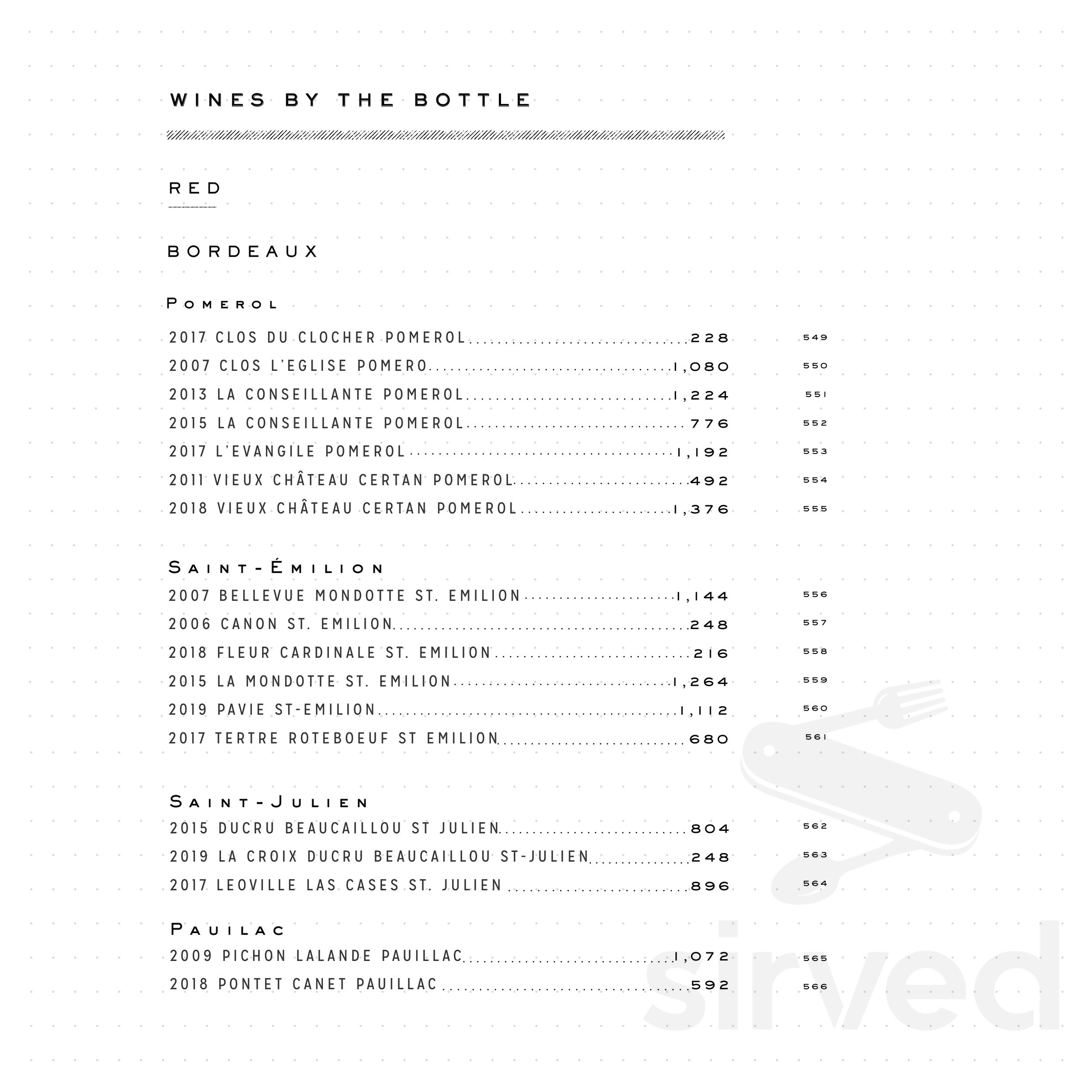 Toca Madera menu in Los Angeles, California, USA